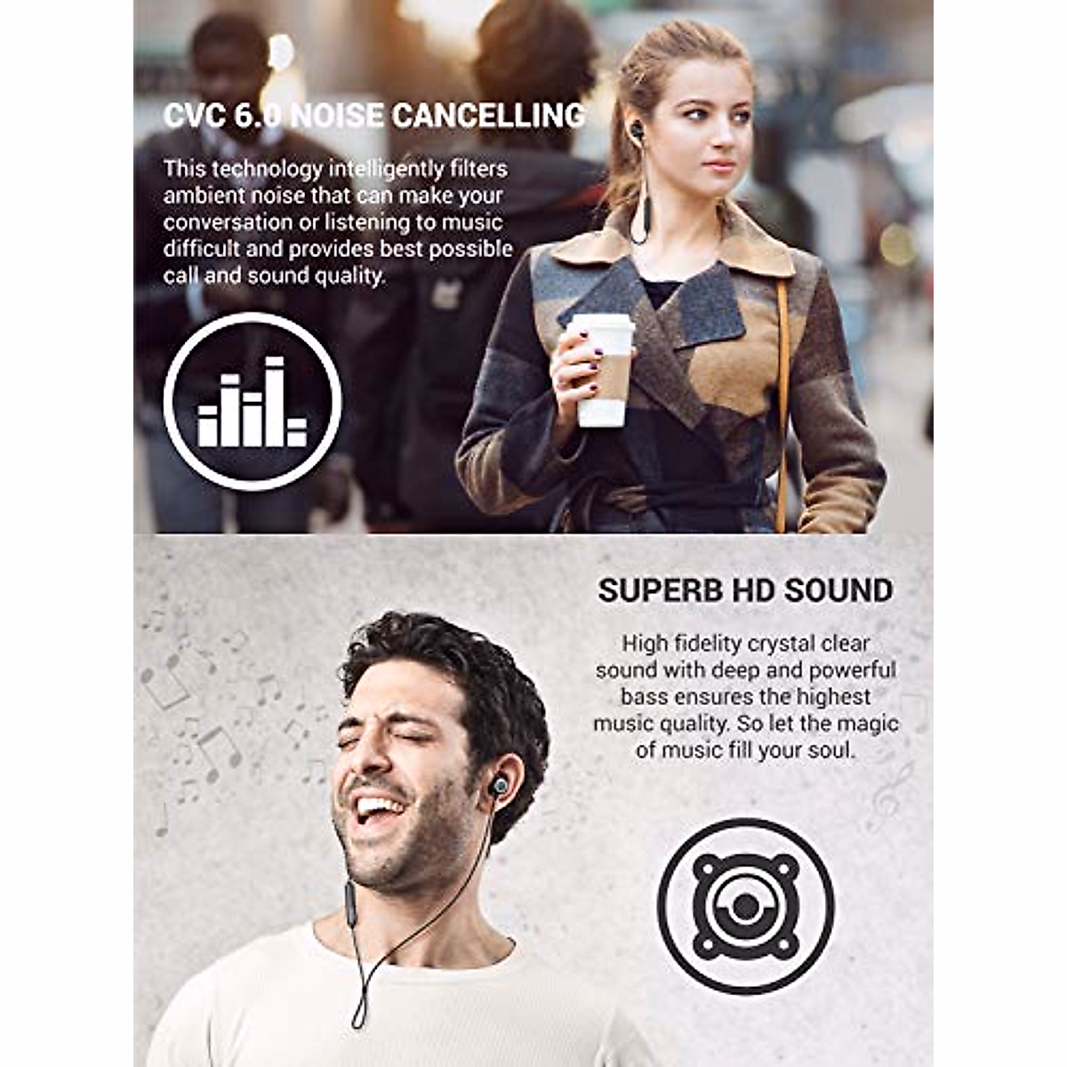 Bluetooth Earbuds Wireless Magnetic Headset Sport Earphones for Running IPX7 Waterproof Headphones 10 Hours Playtime High Fidelity Stereo Sound and Noise Cancelling Mic 1 Hour Recharge Black