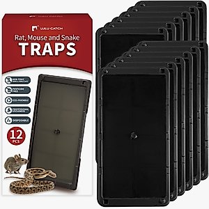 LULUCATCH Super Heavier Mouse Traps 12 Pack for Mice & Snakes with Non-Toxic Glue. Larger Sticky Traps Indoor, Easy to Set, Safe to Children & Pets