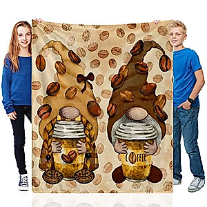 Ivarunner Gnome Blanket - Soft Fall Throw Blanket for Couch, Fuzzy Blankets, Gnome Gifts for Women, Coffee Gnome Blankets and Throws for Adults, Women, Girls, 50''x60''