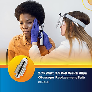 Replacement Bulb for WELCH ALLYN HPX 06500, HPX08500, MacroView 23810 by Technical Precision - 2.7 W, 3.5 V Halogen Otoscope Lamp - 1 Pack