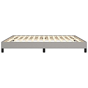 vidaXL Bed Frame Home Indoor Bedroom Bed Accessory Wooden Upholstered Double Bed Base Furniture Light Gray 72"x83.9" California King Fabric