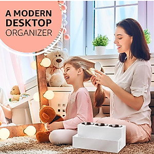 Levitural Premium Acrylic Hair Tool Accessories Organizer Stand – Portable Hair Dryer, Brush, Straightener, Curling Iron Holder Countertop and Storage for Bathroom Vanity Cabinet (White)