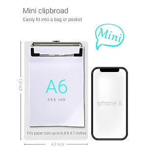 Mini Clipboard, Mymazn Small Clipboard 4.7x7.3 Inch Pretty Cute Clipboard Memo Size Pocket Clipboard Tiny A6 Clip Boards Plastic (5 Pack)