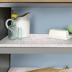Con-Tact Brand Duo-Packs Creative Covering DIY Shelf-Adhesive Vinyl Drawer and Shelf Liner, 18"" x 16', 2 Pack (Terrazzo Blush / Ocean Blue)