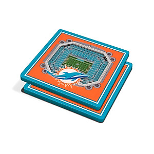 YouTheFan NFL Miami Dolphins 3D StadiumView Coasters - Hard Rock Stadium, 1 Count (Pack of 2)