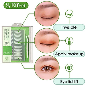 400Pcs Natural Invisible Single Side Eyelid Tape Stickers Medical-use Fiber Eyelid Lift Strip, Instant Eye Lift Without Surgery, Perfect for Uneven Mono-Eyelids, 100 Pairs Slim + 100 Pairs Wide