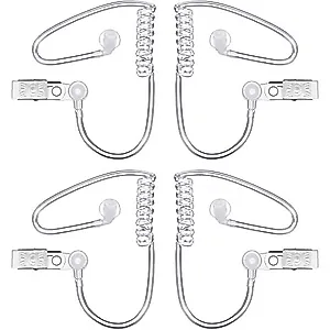 Gejoy 4 Packs Spy Ear Piece Toys Security Headset Earpiece Agent Spy Earpiece Costume Prop, Snap On Replacement Acoustic Tube for 2-Way Radio Audio Headsets