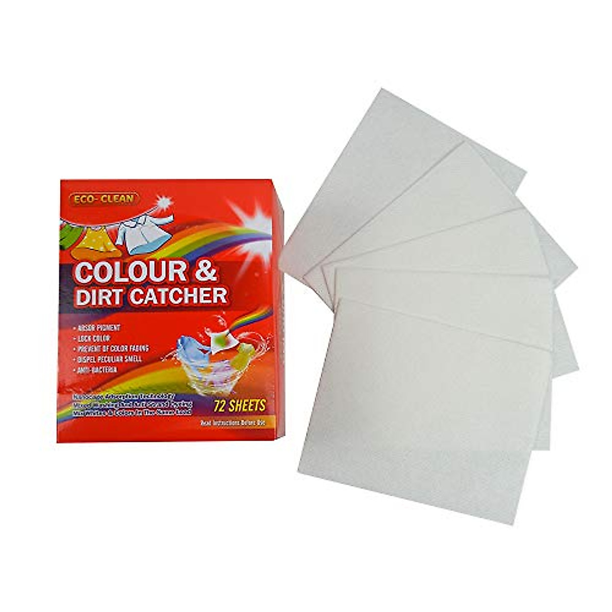Dye Trapping Sheets 72 Count, Color Absorber Laundry Sheets, Prevent Light Colored Clothes from Being Dyed