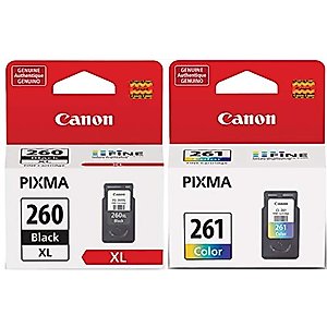 Canon PG-260 XL Black Ink Cartridge + CL-261 Color Ink Cartridge