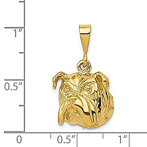IceCarats 14K Yellow Gold Bulldog Necklace Charm Pendant 26mm x 16mm Only