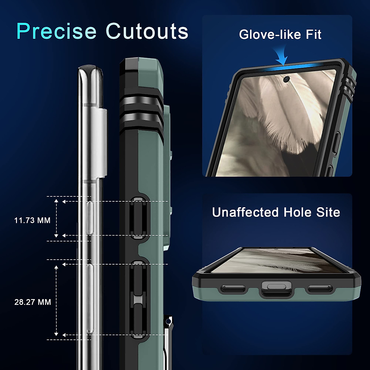 DEERLAMN for Pixel 7a Case,Google Pixel 7a Case with Slide Camera Cover+Screen Protector(2 Packs),Rotated Ring Kickstand Military Grade Shockproof Protective Cover-Green