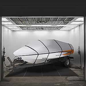 Mockins Trailerable Boat Covers 17-19ft x 98" | 150D Polyester Oxford Boat Cover Fit V-Hull, Tri-Hull, Fishing, Runabout, Bass Boat Cover | UV & Water Resistant - Protects Boat from All Elements