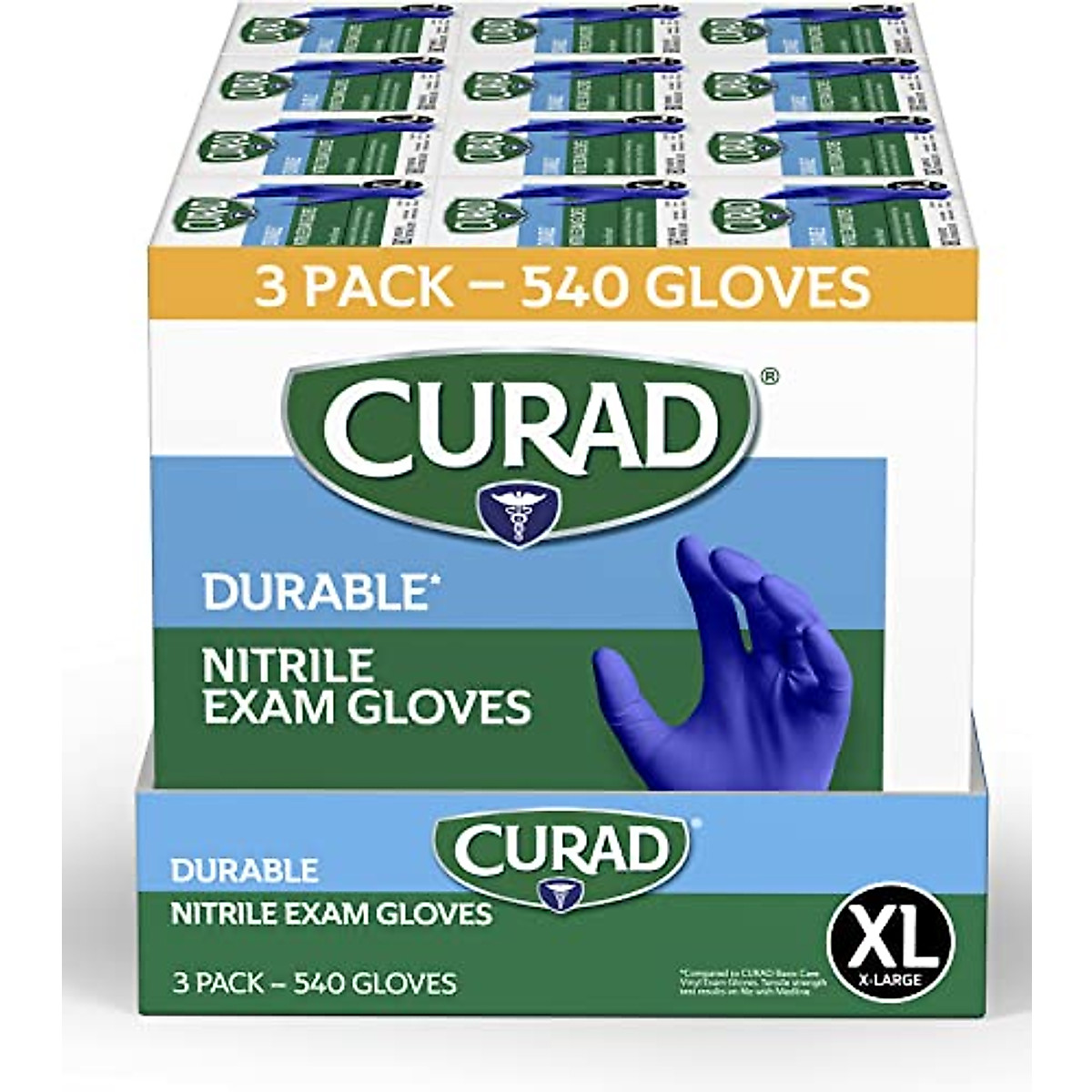 Curad Nitrile Exam Gloves, Durable, Powder Free, Chemical Resistant, X-Large, 540 Count