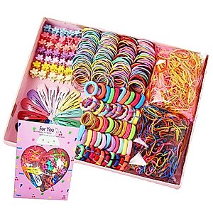 Hair Accessories for Girls, Girls Accessories, Ties Women Elastic Bands Ponytail Holders Rubber Barettes Ropes Girs (780PCS), red, blue, green, pink, black, purple, yellow, orange