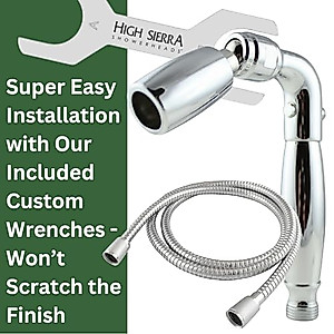 High Sierra Showerheads® - Solid Metal Handheld Shower Head with Trickle Valve and 72-Inch Metal Hose with Silicone Inner Tube. Low Flow 1.5 GPM - Chrome Finish