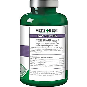Vet's Best Gas Busters Dog Supplements | Gas, Bloating, Constipation Relief and Digestion Aid for Dogs | 90 Chewable Tablets