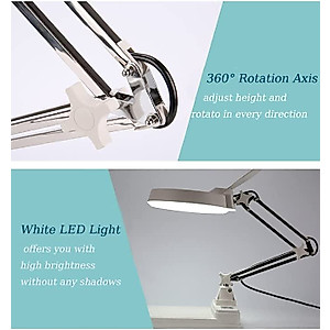 INTBUYING 20X Magnifier,110V Folding LED Desk Lamp Amplification Magnifier, 5" White Glass Lens,Adjustable Table Magnifier with Light, for Reading and Working