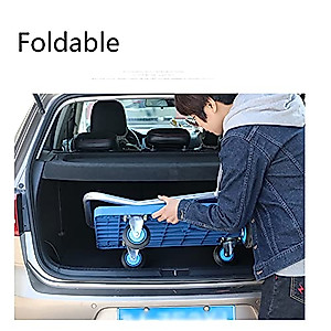 Flatbed Hand Cart Plastic Platform Truck with Mute Wheels and Foldable Metal Handle for Transport Baggage Books Moving Push Hand Trolley High Load Heavy Duty Flatbed Cart (Size : 350-mute)