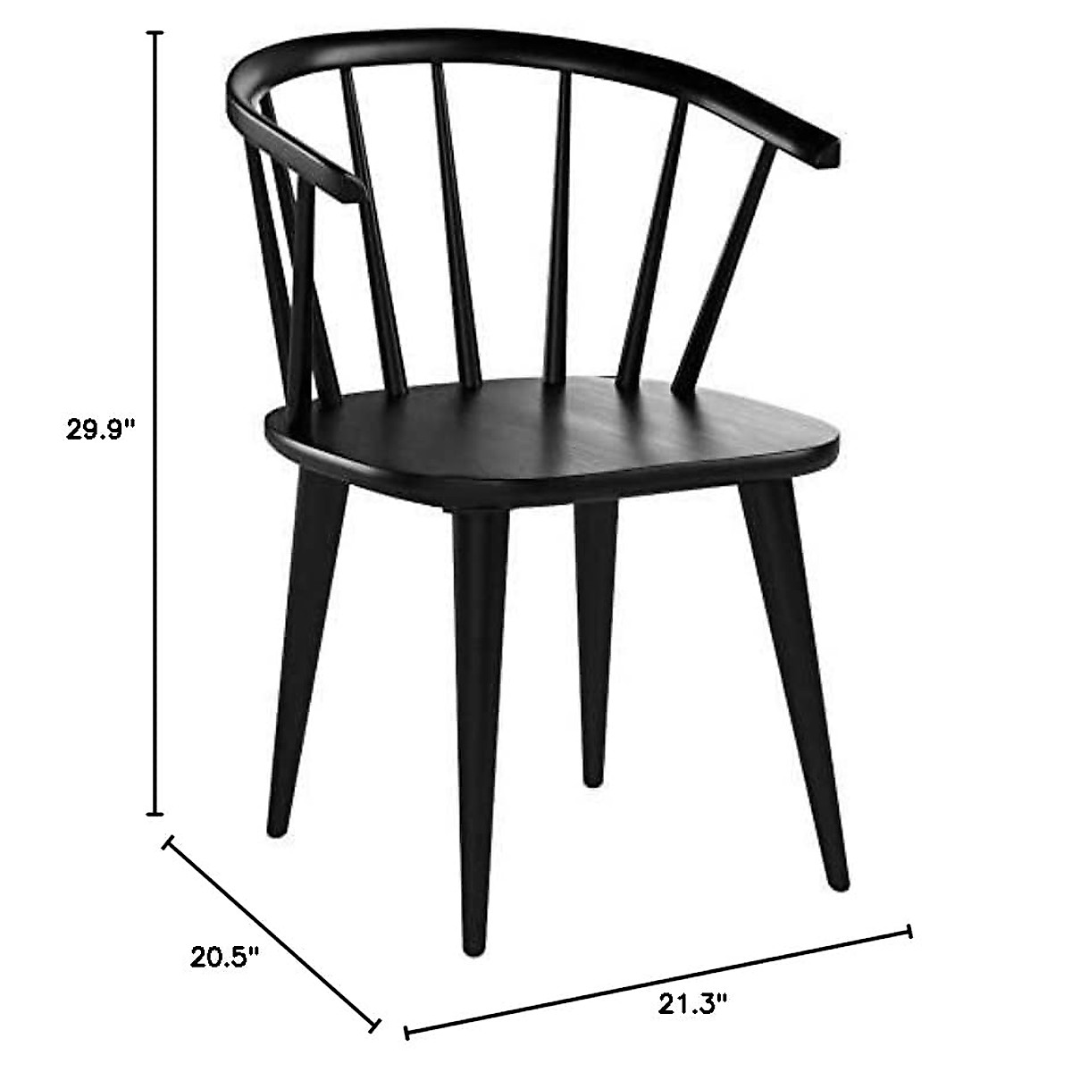 Safavieh Home Collection Blanchard Black Curved Spindle Side Chair, Wood, (Set of 2)