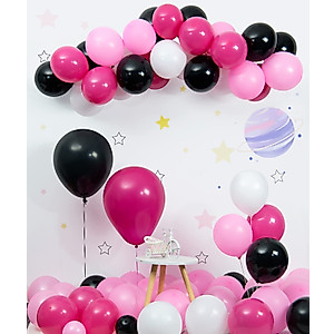 Ponamfo Pink Balloon Arch Kit - 120Pcs 18"+12"+10"+5" Hot Pink Mette Balloons Garland Kit Different Size as Birthday Party Balloons Gender Reveal Balloons Baby Shower Balloons Wedding