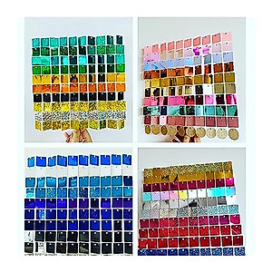 Shimmer Wall Backdrop, 50 Pcs 7ft by 7ft Wedding Shimmer Wall Backdrop Glitter Square Plate Sequin Panel Background for Christmas Birthday Party Events (Color : Matt Gold)