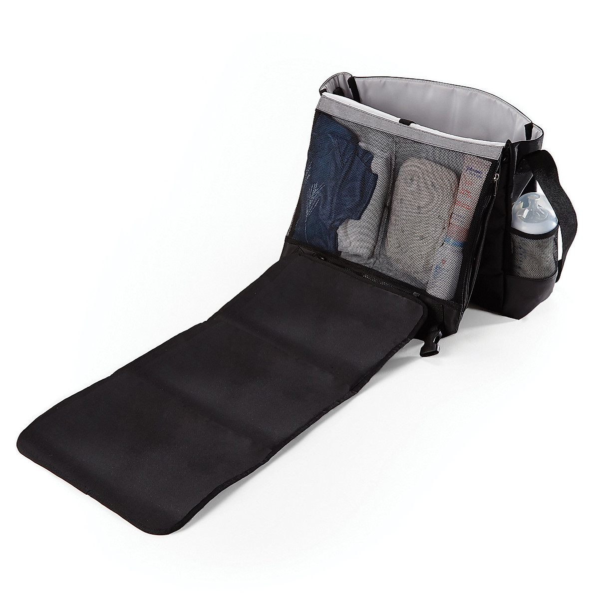 Skip Hop Baby All-in-One Swift Changing Station Messenger Diaper Bag, Heather Grey