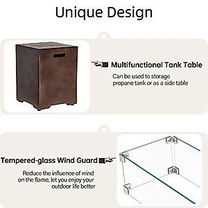 HOMPUS Propane Fire Pits For Outside 56-inch x 28-inch Rectangle 50,000 BTU Bronze Concrete Patio Fire Table with Tank Cover,Wind Guard,Lava Rocks and Rain Cover,Gas Fire Pit for Outdoor,Deck,Backyard