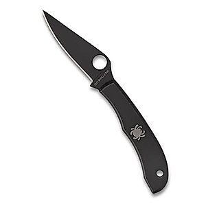 Spyderco Honeybee Black Non-Locking Knife with 1.67" 3CR Steel Blade and Durable Steel Handle - Plainedge - C137BKP