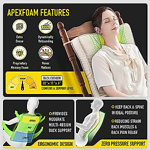 SUNROX Memory Foam Non Slip Rocking Chair Cushion, FadeShield Water Resistant Thicken Durable Tufted Pads, Set of Seat & Back Cushion with Ties for Indoor/Outdoor Rocker, 2 Piece, Heather Grey