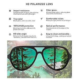 2020 VentiVenti Aviator Sunglasses For Men Polarized Lens Plastic Lightweight Double Bridge Frame UV Protection For Driving Matte Black Frame/Smoke Lens