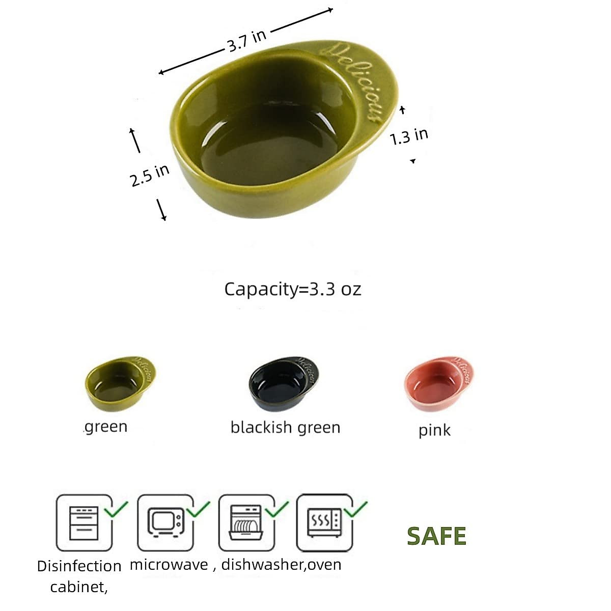 yaocoral 3 Pack 3 oz Mini Ceramic Dipping Sauce Bowls,Soy Sauce Dish,Small Dipping Bowls for Soy,Side Dish,ketchup,Sushi,BBQ,Condiment,Hats Shape,Stackable,Freezer Microwave Safe