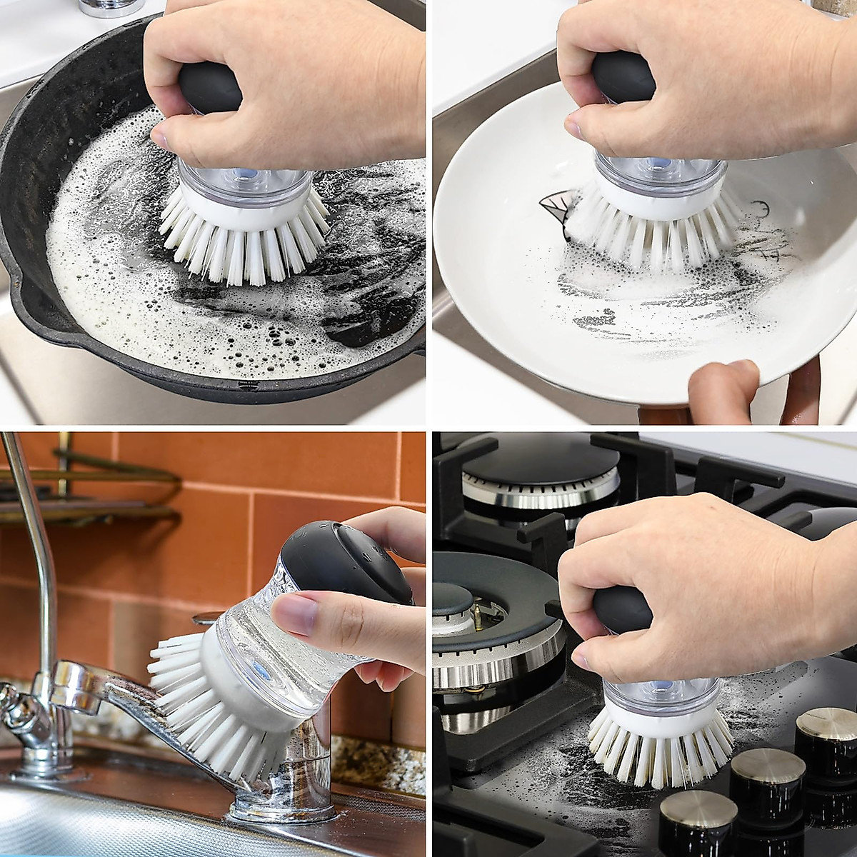 Palm Brush Refill for OXO Good Grips Soap Dispensing Palm Brush, 4 Pack Soap Dispensing Palm Brush Refills, Palm Brush Replacement Head, Palm Brush Refill Head