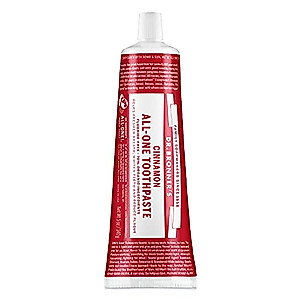 Dr. Bronner’s - All-One Toothpaste, Cinnamon, 5 Ounce - 70% Organic Ingredients, Natural and Effective, Fluoride-Free, SLS-Free, Helps Freshen Breath, Reduce Plaque, Whiten Teeth, Vegan