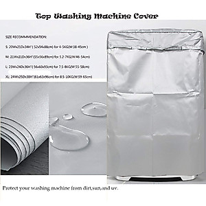 FLR Washing Machine Covers Waterproof Lightweight Solid Top Load Washer Dryer Cover Silver Durable Portable Washing Machine Protective for Large Width 21-23inches Indoor Outdoor Washing Machine
