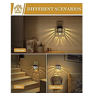 DORESshop Plug in Night Lights [2 Pack], Night Lights, Night Lights Plug Into Wall, Dusk to Dawn Sensor, Adjustable Brightness, Decorative Nightlight for Bathroom, Hallway, Stairway, Soft White