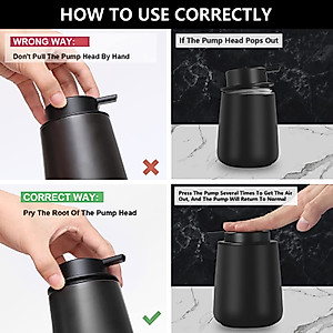 Mierting Foaming Soap Dispenser, 2 Pack Black Foam Hand Soap Dispenser for Bathroom & Kitchen, 12 Oz Modern Ceramic Hand and Dish Foaming Pump Bottle, Refillable Lotion Liquid Foam Pump Dispensers