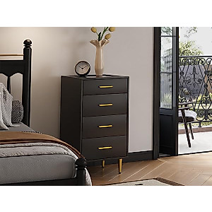 Semiocthome White Chest of 4 Drawers with Glasstop and Velvet Lining, Vanity Desk Side Cabinet for Jewelry Display, Tall Nightstand for Bedroom, Storage Cabinets Jewelry Storage Drawer for Women