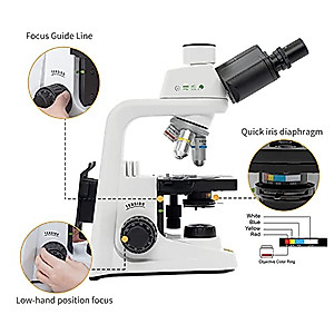 Swift Stellar 1-T Professional Lab Compound Microscope, 40X-2500X Magnification, Siedentopf Trinocular Head, Mechanical Stage, Ultra-Precise Focusing, Camera-Compatible, User and Eco-Friendly Design