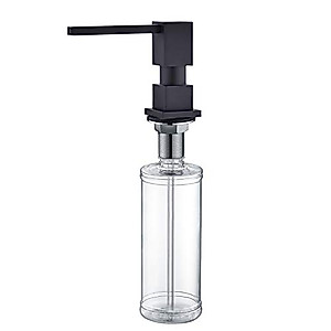Fonveth Contemporary Design Kitchen Sink Countertop Soap Dispenser, Solid Brass Built in Hand Soap Dispenser Pump Matt Black
