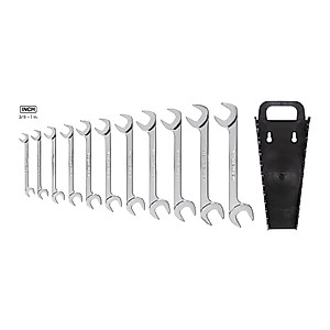 TEKTON Angle Head Open End Wrench Set with Holder, 11-Piece (3/8-1 in.) | WAE91102