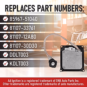 HID Ballast with Ignitor - Xenon Headlight Control Unit - Replaces 85967-51040, 81107-33761, 81107-30D30, DDLT003, KDLT003 -Compatible with Toyota & Lexus Vehicles - SC430, ES350, LS460, Prius, Avalon