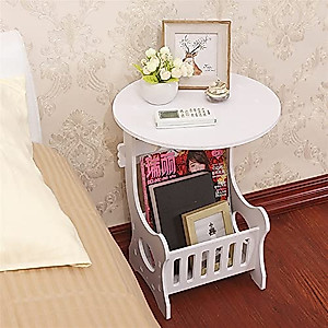 HIGOH Bedside Table Round Household Simple Living Room, Bedroom, Storage Rack, Bedside Cabinet
