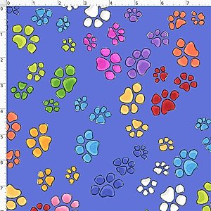 Loralie Designs Go Paws Blue Fabric by The Yard for Quilting