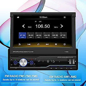 Bluetooth Car Radio Single Din with Flip Out Touch Screen,Car Stereo Apple Carplay,FM AM Car Radio Backup Camera, Hand-Free Calling,Apple Car Play Stereo,Fast Charging,EQ/USB Port/AUX/Mirror Link