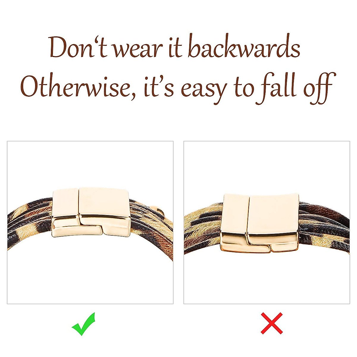 Hicarer Leopard Bracelets and Earrings Cheetah Bracelets Tortoise Shell Earrings Multilayer Leather Wrap Bracelets Large Wrists Boho Accessories