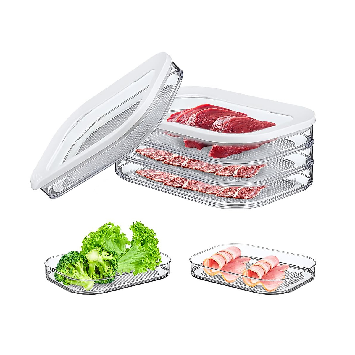 UIDUNI Japanese Deli Meat Container for Fridge with cold meat, Airtight Fridge Storage Sandwich Containers,Food Storage Boxes With Lid Meal Prep Containers For Cold Cuts,Salami,BPA Free,18.6oz 3pack