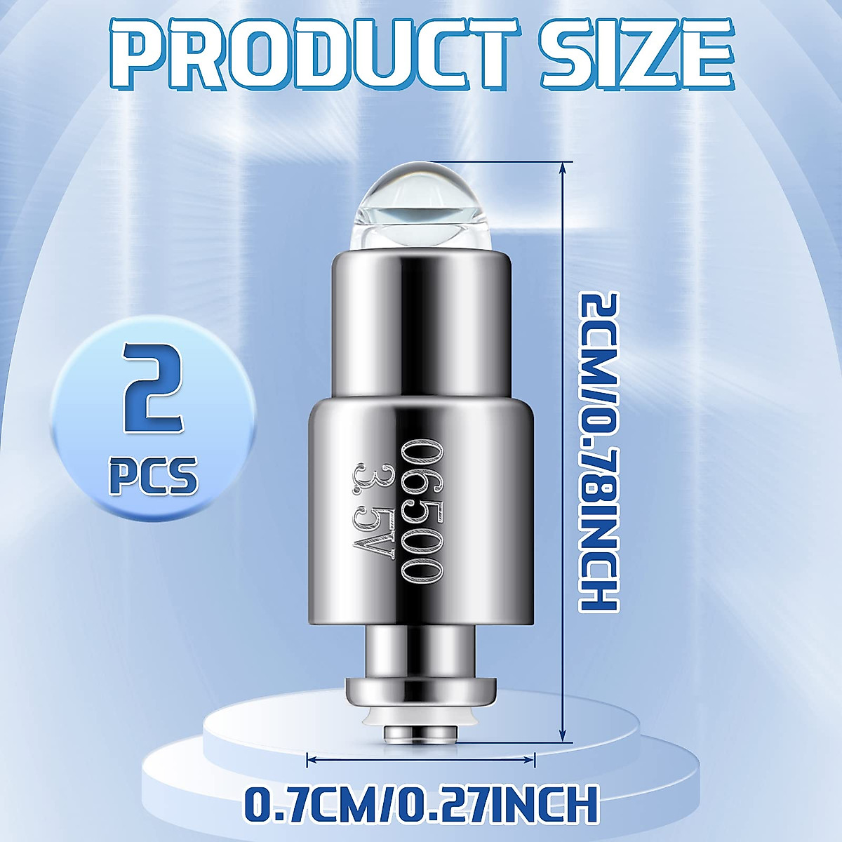 Funtery 2 Pcs Halogen Replacement Bulbs Compatible with Welch Allyn, 3.5v Lamp 06500-u Otoscope Lamp