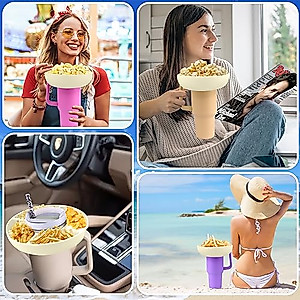 BABORUI Snack Tray for Stanley 30 oz Tumbler with Handle, Tumbler Snack Bowl Compatible with Stanley Cup 30 oz, Reusable Snack Ring for Stanley Cup Accessories(Silicone White)