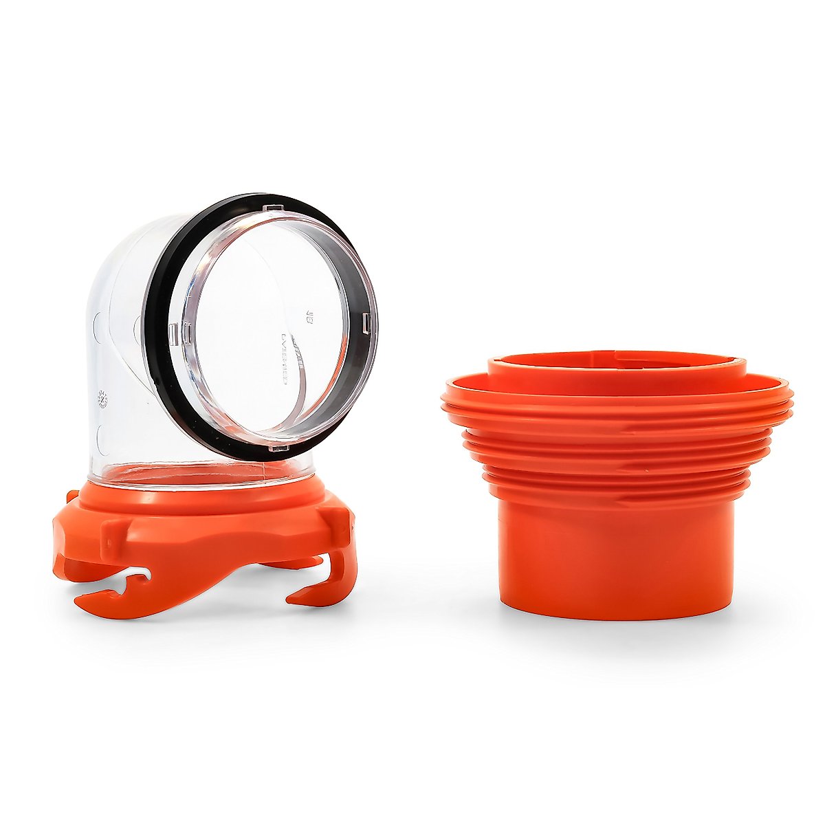 Camco 39736, RhinoFlex Clear RV Sewer Hose Elbow with 4-in-1 Adapter | Features a 360-Degree Fitting Rotation and Built-in Gasket for Odor-Tight Protection | Fits 4 Sizes of Dump Station Inlets