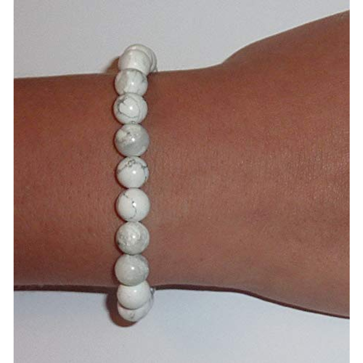Hidden Hollow Beads Howlite Natural White Stone Women's Stretch Bracelet, Inspirational Message Charm (Be Stronger Than the Storm)
